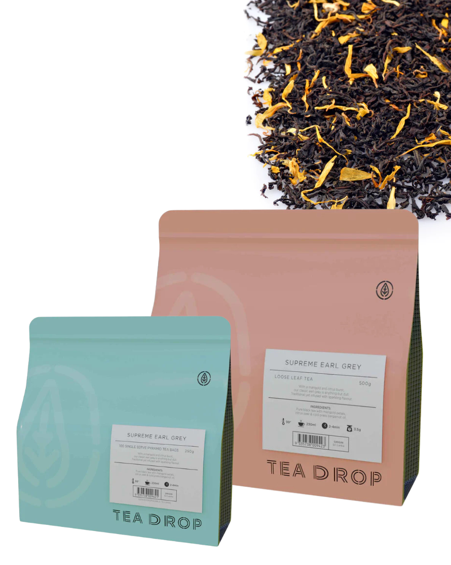 Tea Drop Supreme Earl Grey Tea (Loose Leaf / Tea Bags) – Gabriel Coffee